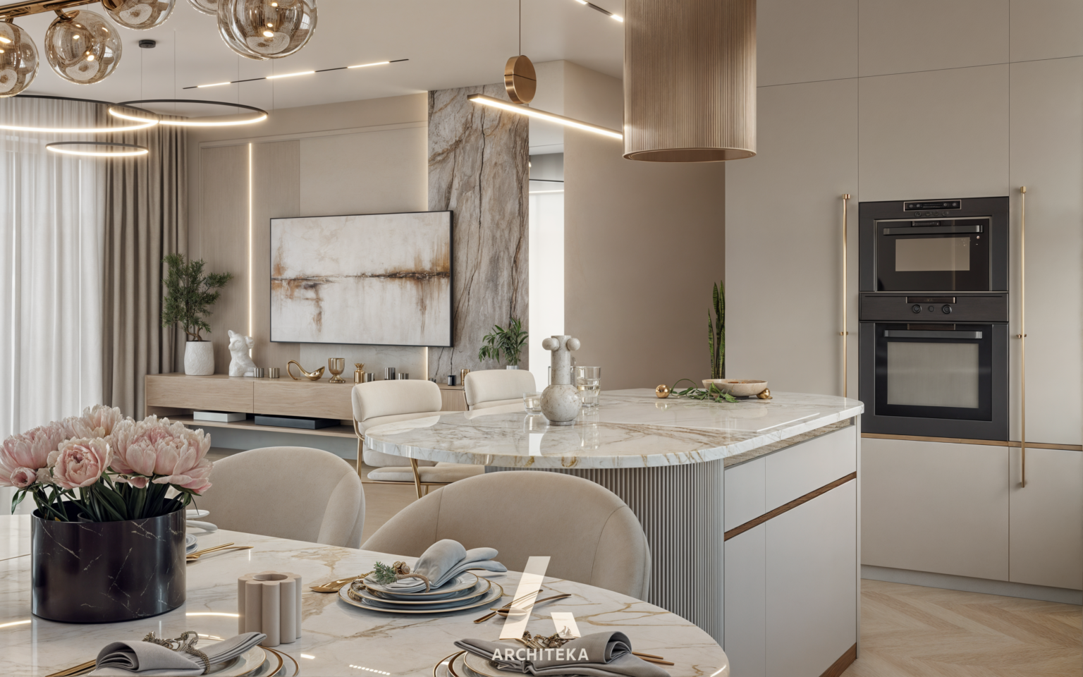 Projekt wnętrza Szczecin | Bright glam - Architeka projektowanie wnętrz ...